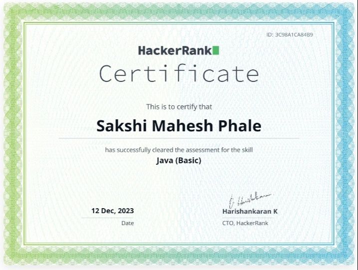 Sakshi Phale on LinkedIn: #java #javaprogramming #hackerrank Sakshi Phale on LinkedIn: #java #javaprogramming #hackerrank