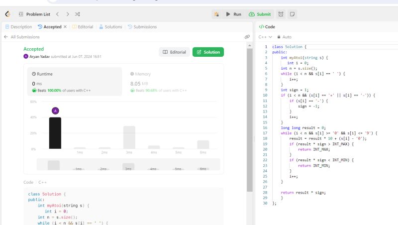 LeetCode Challenge: String to Integer (atoi) | Aryan Yadav posted on ... LeetCode Challenge: String to Integer (atoi) | Aryan Yadav posted on ...