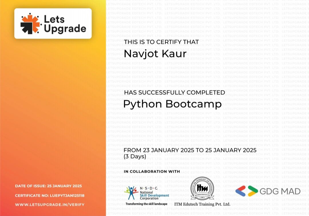 #python #learningjourney #skilldevelopment #certificate | Navjot Sidhu #python #learningjourney #skilldevelopment #certificate | Navjot Sidhu