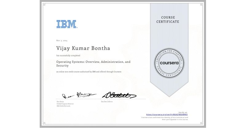 Bontha Vijay Kumar on LinkedIn: I’m happy to share that I’ve obtained a ... Bontha Vijay Kumar on LinkedIn: I’m happy to share that I’ve obtained a ...