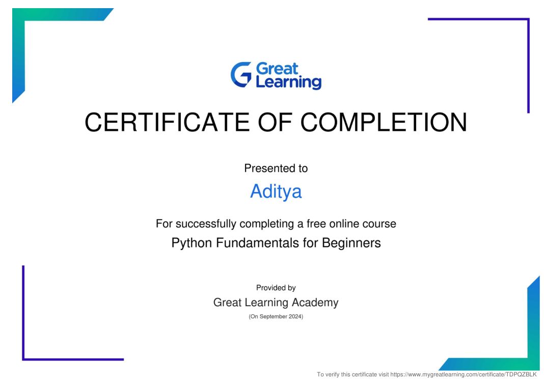 Aditya Kumar on LinkedIn: #python #internship #learning #programming # ... Aditya Kumar on LinkedIn: #python #internship #learning #programming # ...