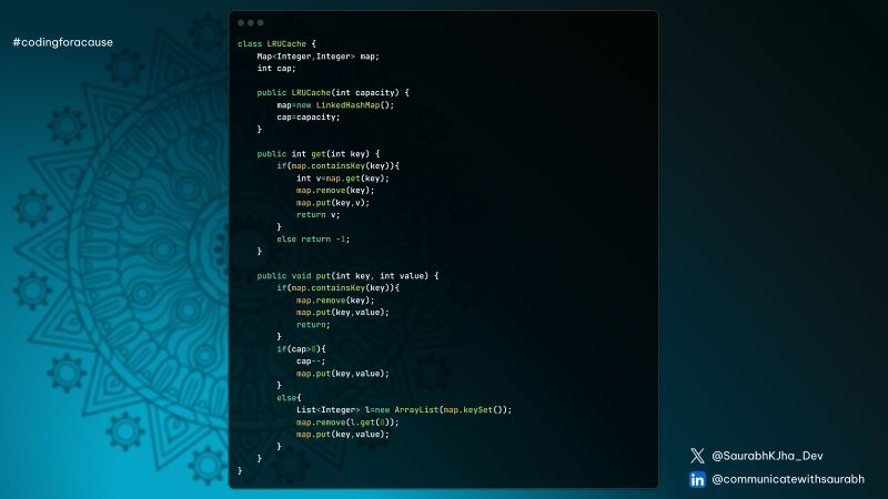 Resolved LRU Cache problem on LeetCode | Saurabh Kumar Jha posted on ... Resolved LRU Cache problem on LeetCode | Saurabh Kumar Jha posted on ...