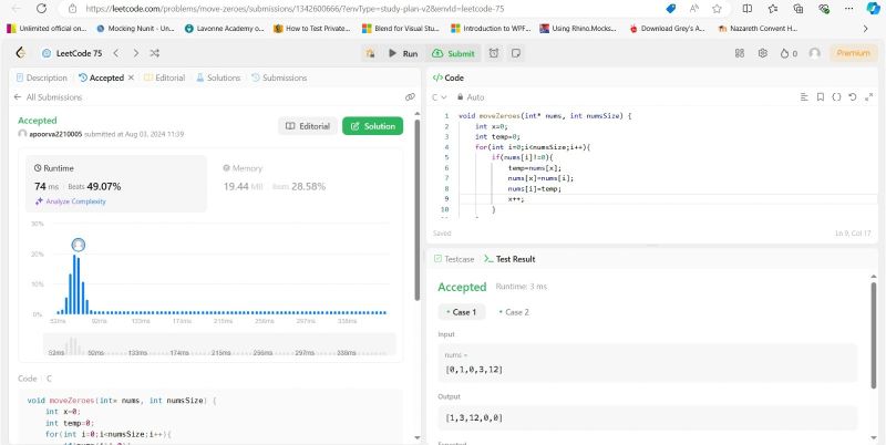 Day 10 of #100DaysOfCode: Solved 'Move Zeroes' in C | Apoorva ... Day 10 of #100DaysOfCode: Solved 'Move Zeroes' in C | Apoorva ...