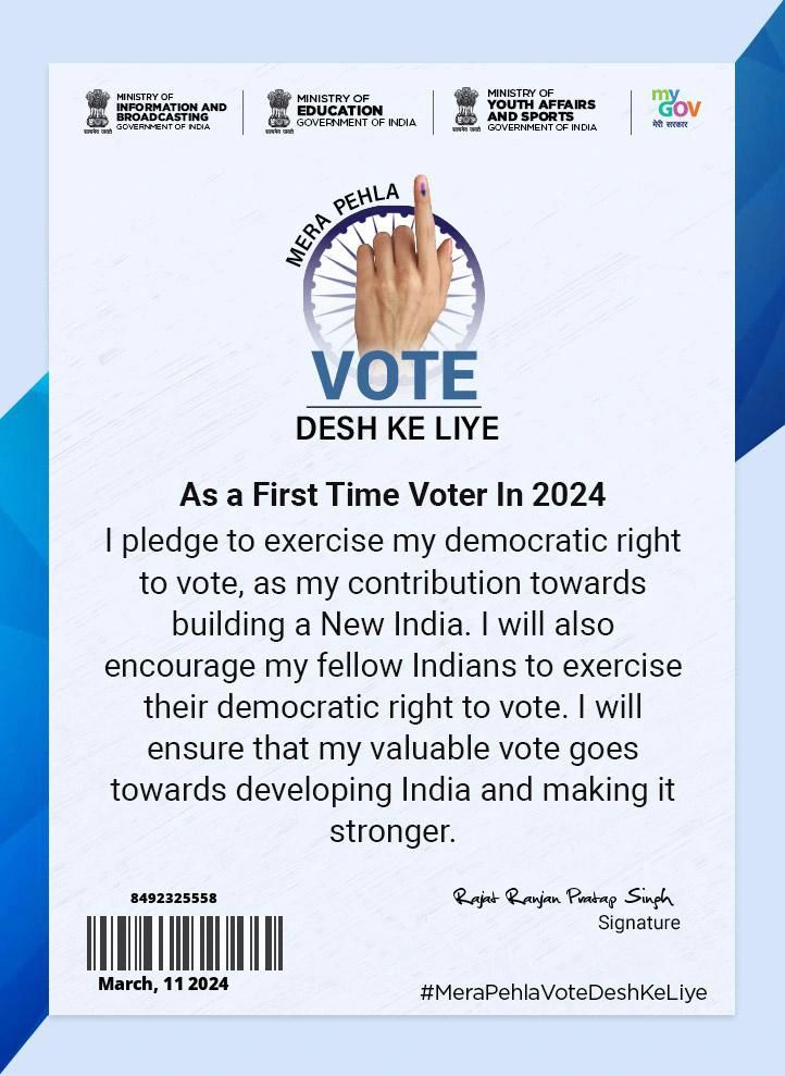 #vote #pledge | Rajat Ranjan Pratap Singh #vote #pledge | Rajat Ranjan Pratap Singh