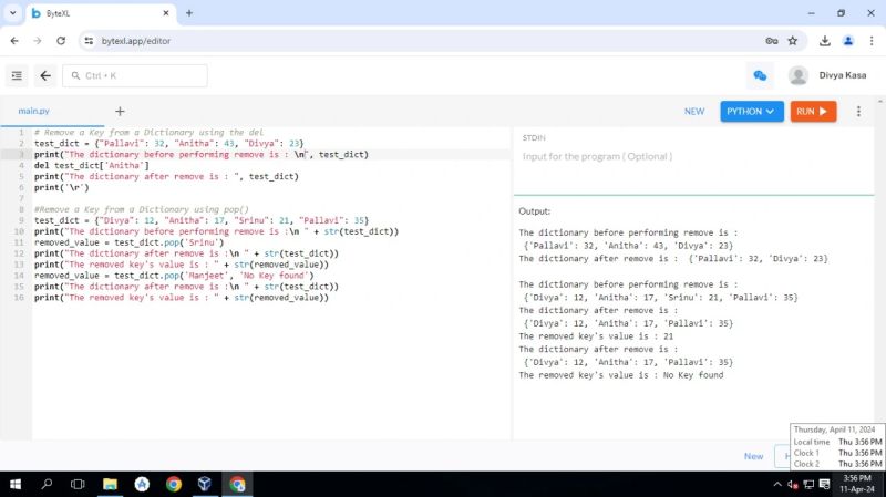 Python Challenge 29/50: Removing a Key | Divya Kasa posted on the topic ... Python Challenge 29/50: Removing a Key | Divya Kasa posted on the topic ...