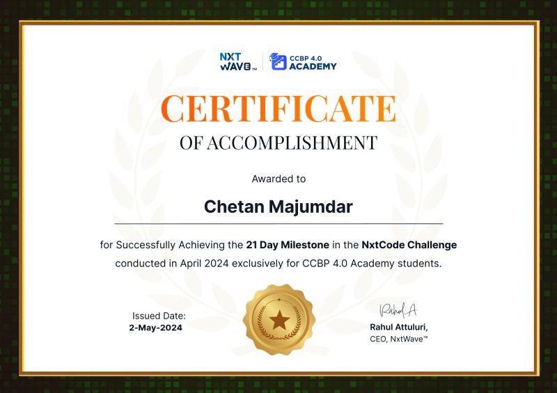 Chetan Majumdar on LinkedIn: #codingchallenge #nxtwave #consistency # ... Chetan Majumdar on LinkedIn: #codingchallenge #nxtwave #consistency # ...