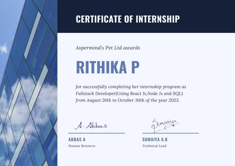 Rithika Pathmanaban on LinkedIn: #aspermindspvtltd #fullstackdeveloper ... Rithika Pathmanaban on LinkedIn: #aspermindspvtltd #fullstackdeveloper ...