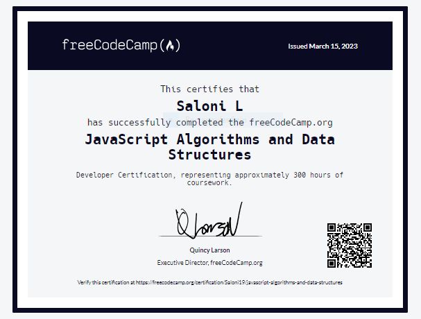 Saloni L on LinkedIn: #javascript #datastructures #algorithms #freecodecamp Saloni L on LinkedIn: #javascript #datastructures #algorithms #freecodecamp