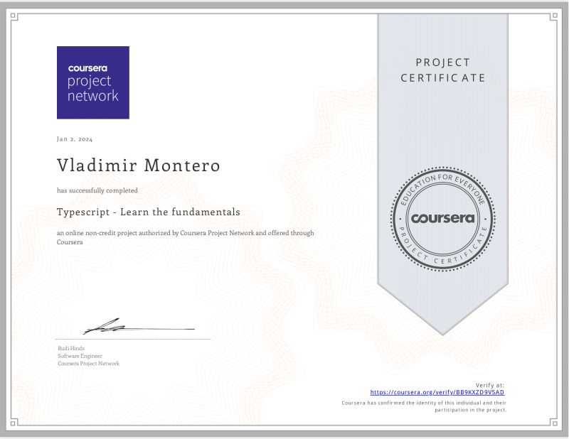Vladimir Montero on LinkedIn: #typescript #javascript #coursera # ... Vladimir Montero on LinkedIn: #typescript #javascript #coursera # ...