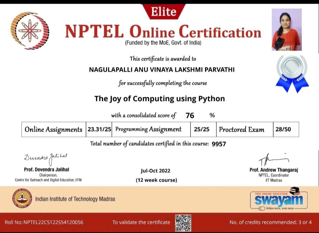 Nagulapalli Anu Vinaya Lakshmi Parvathi on LinkedIn: #pythonprogramming ... Nagulapalli Anu Vinaya Lakshmi Parvathi on LinkedIn: #pythonprogramming ...