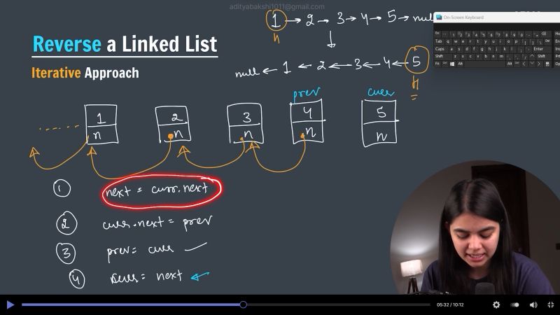 How to reverse linked list by Shradha Khapra ma'am | Aditya Bakshi ... How to reverse linked list by Shradha Khapra ma'am | Aditya Bakshi ...