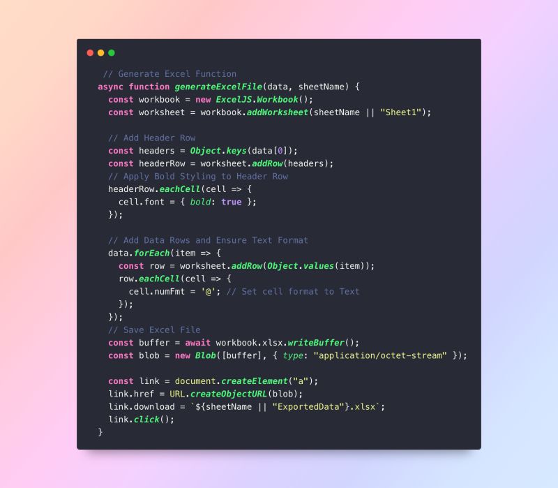Yogesh Singh on LinkedIn: #exceljs #javascript #dataexport #frontend # ... Yogesh Singh on LinkedIn: #exceljs #javascript #dataexport #frontend # ...