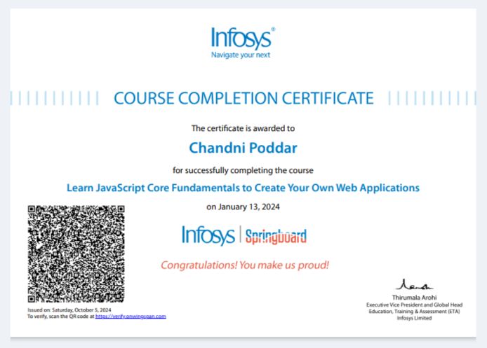 Chandni Poddar on LinkedIn: #javascript #webdevelopment #infosys # ... Chandni Poddar on LinkedIn: #javascript #webdevelopment #infosys # ...