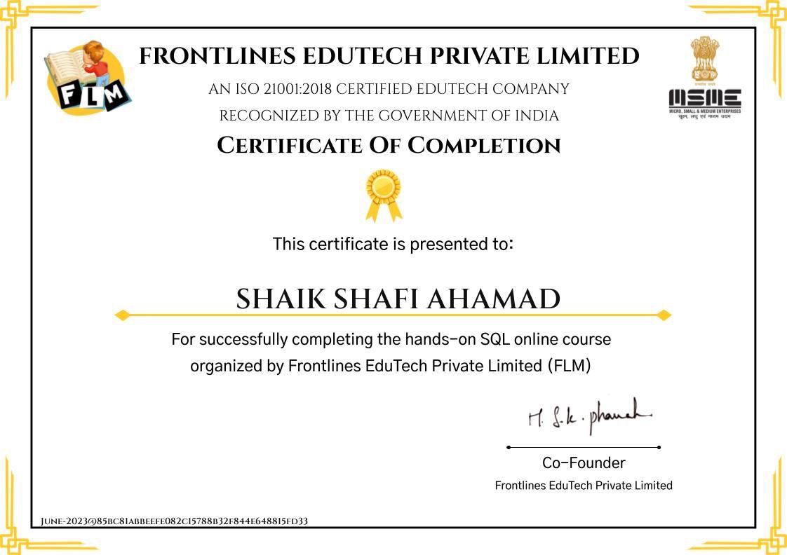 shaik Shafi Ahamad on LinkedIn: #sql #flm #frontlinesedutechprivatelimited shaik Shafi Ahamad on LinkedIn: #sql #flm #frontlinesedutechprivatelimited