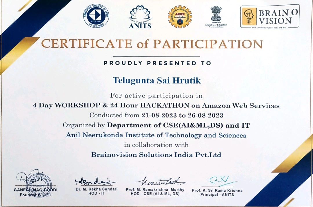 Participated in a 4-Day AWS Workshop | Sai Hrutik posted on the topic ... Participated in a 4-Day AWS Workshop | Sai Hrutik posted on the topic ...