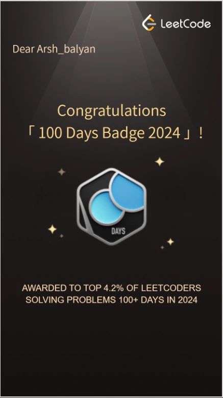 Arsh Balyan on LinkedIn: #100daysofcode #leetcode #codingjourney # ... Arsh Balyan on LinkedIn: #100daysofcode #leetcode #codingjourney # ...