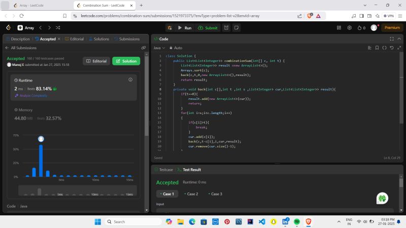 Manoj E on LinkedIn: 🌟 LeetCode Problem Solving: Combination Sum using ... Manoj E on LinkedIn: 🌟 LeetCode Problem Solving: Combination Sum using ...