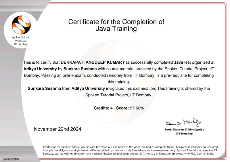 Anudeep kumar on LinkedIn: #java #programming #certification #iitbombay ... Anudeep kumar on LinkedIn: #java #programming #certification #iitbombay ...