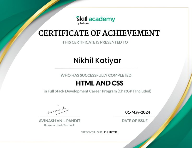 Nikhil Katiyar on LinkedIn: #html #css #certification #achievement # ... Nikhil Katiyar on LinkedIn: #html #css #certification #achievement # ...