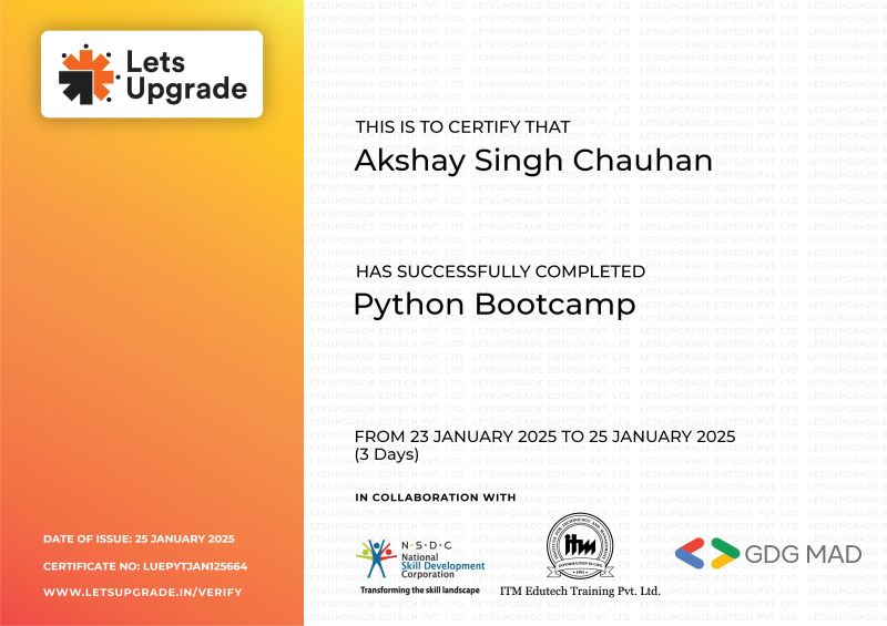 Akshay Singh Chauhan on LinkedIn: #letsupgrade #pythonbootcamp # ... Akshay Singh Chauhan on LinkedIn: #letsupgrade #pythonbootcamp # ...