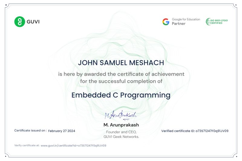 John Samuel Meshach .A on LinkedIn: i am really glad to declare that ... John Samuel Meshach .A on LinkedIn: i am really glad to declare that ...