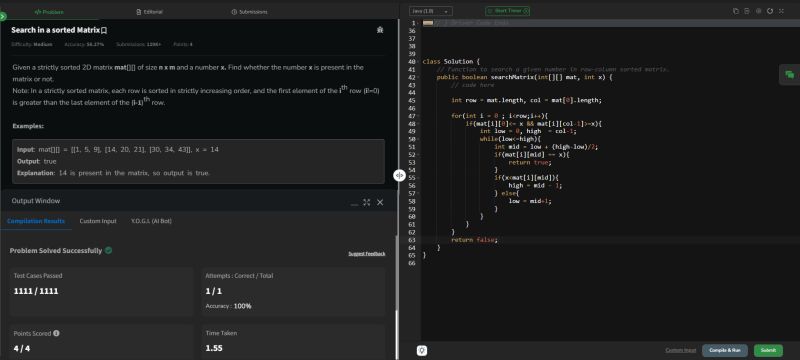 Solved Search in a Strictly Sorted Matrix with Binary Search | Samarth ... Solved Search in a Strictly Sorted Matrix with Binary Search | Samarth ...
