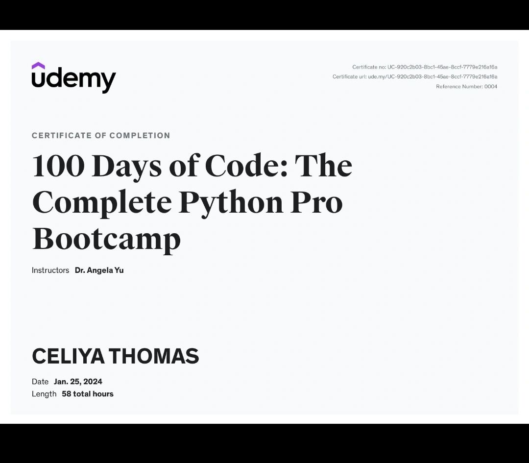 Celiya Thomas on LinkedIn: #python #coding #100daysofcode # ... Celiya Thomas on LinkedIn: #python #coding #100daysofcode # ...