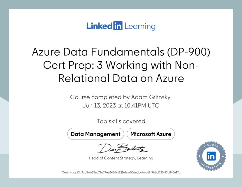 Adam Gilinsky on LinkedIn: Certificate of Completion Adam Gilinsky on LinkedIn: Certificate of Completion