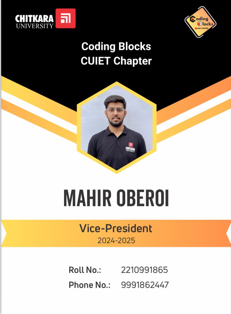 Mahir Oberoi on LinkedIn: #codingblocks #cuiet #vicepresident # ... Mahir Oberoi on LinkedIn: #codingblocks #cuiet #vicepresident # ...