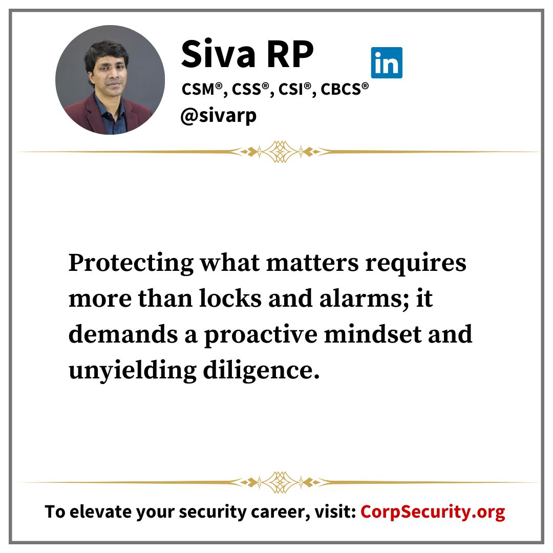 Siva RP, CSM®, CSS®, CSI®, CBCS® on LinkedIn: #physicalsecurity # ... Siva RP, CSM®, CSS®, CSI®, CBCS® on LinkedIn: #physicalsecurity # ...