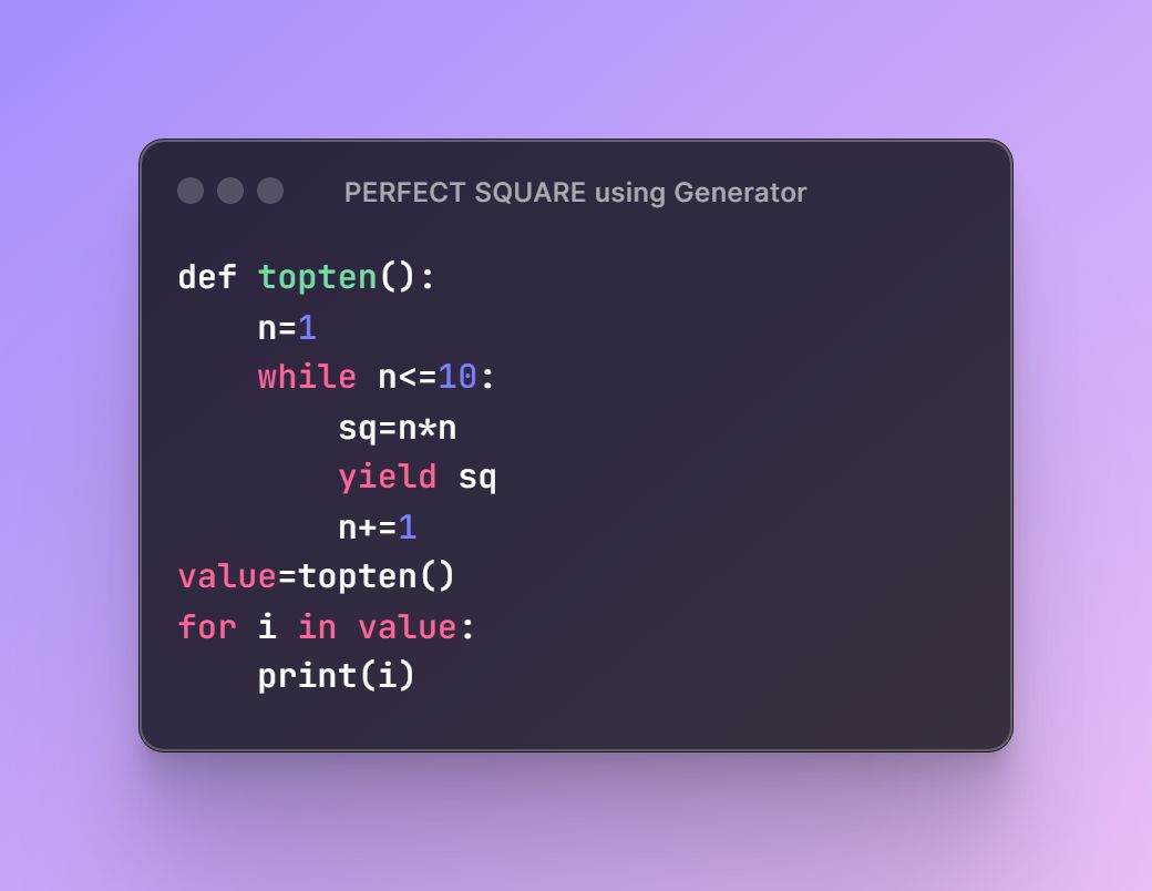 kishor kumar on LinkedIn: #python #generators #coding kishor kumar on LinkedIn: #python #generators #coding