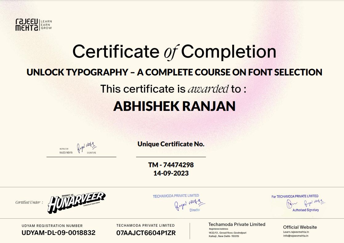 Rajeev Mehta, I just completed the typography course, It help to ... Rajeev Mehta, I just completed the typography course, It help to ...