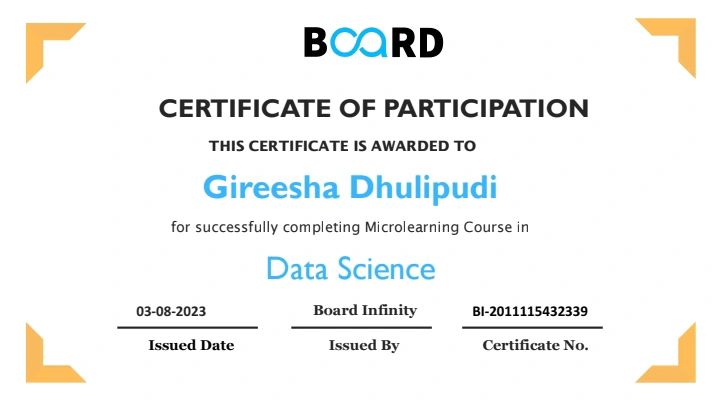 Gireesha Dhulipudi on LinkedIn: #datascience #boardinfinity Gireesha Dhulipudi on LinkedIn: #datascience #boardinfinity