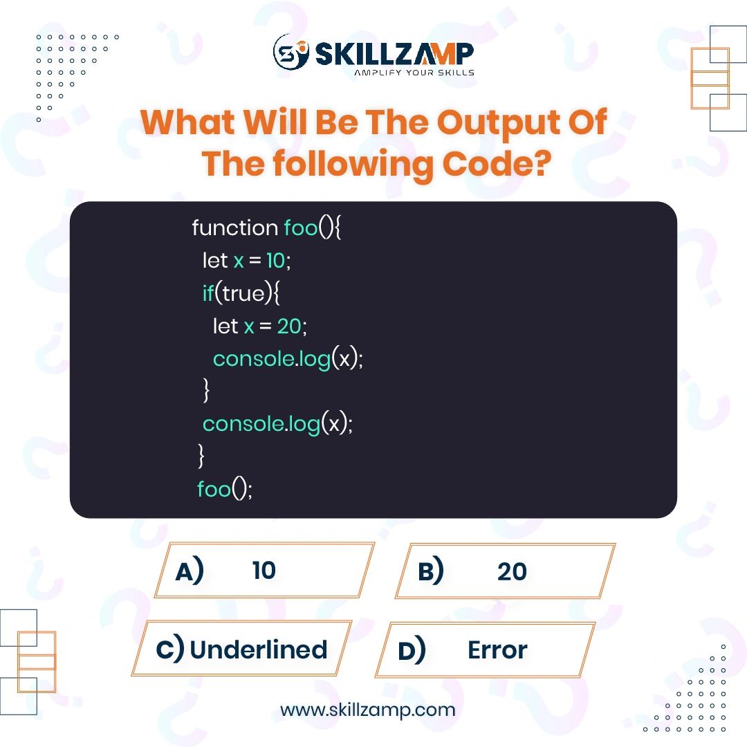 SkillzAmp on LinkedIn: #javascript #codingchallenge #codequiz # ... SkillzAmp on LinkedIn: #javascript #codingchallenge #codequiz # ...