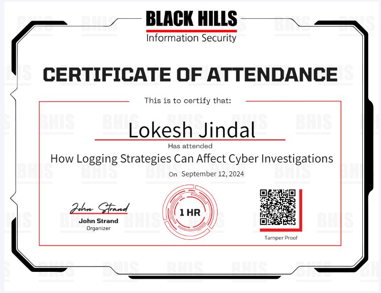 Lokesh Jindal on LinkedIn: #cyberdefense #blackhills #informationsecurity Lokesh Jindal on LinkedIn: #cyberdefense #blackhills #informationsecurity