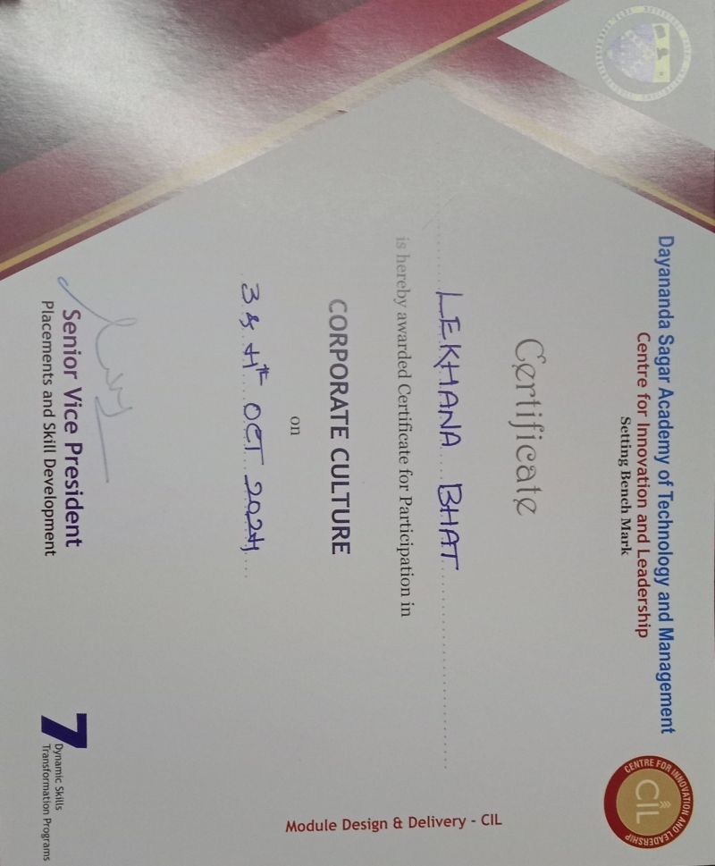 Lekhana Bhat on LinkedIn: Recently completed certifications in ... Lekhana Bhat on LinkedIn: Recently completed certifications in ...