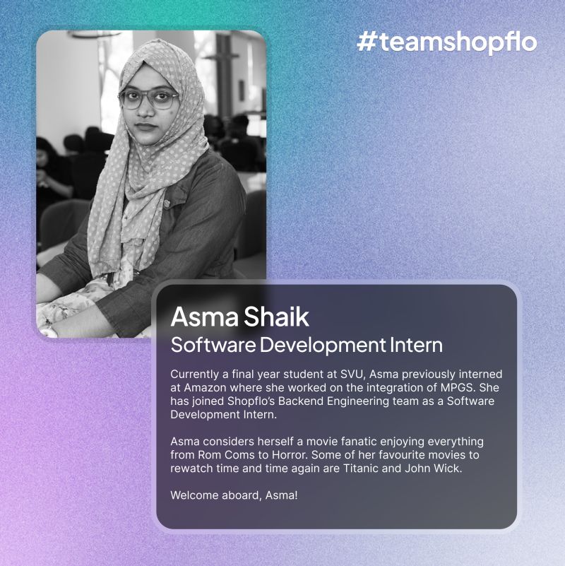 shopflo on LinkedIn: Introducing Asma Naaz Shaik, who has joined our ... shopflo on LinkedIn: Introducing Asma Naaz Shaik, who has joined our ...
