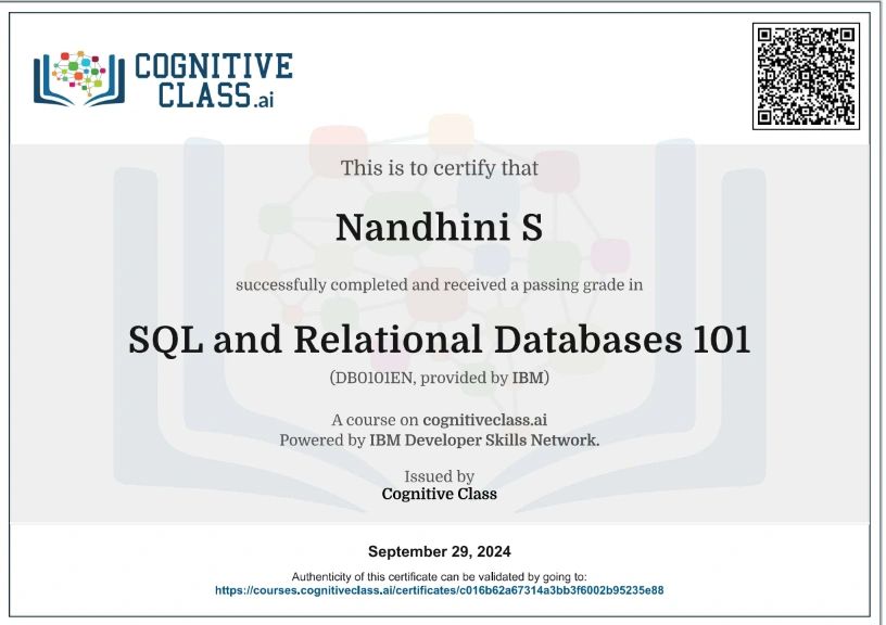 Nandhini S on LinkedIn: #nandhini #cognitiveclass Nandhini S on LinkedIn: #nandhini #cognitiveclass