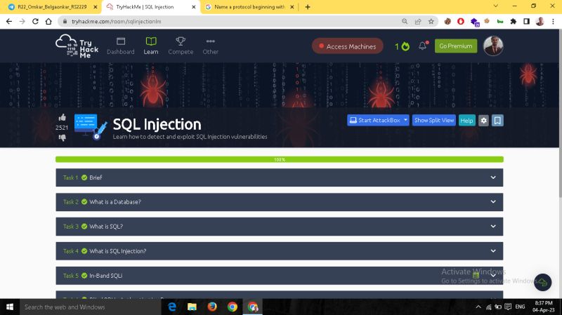 Completed SQL Injection room by TryHackMe Learn how to detect and ... Completed SQL Injection room by TryHackMe Learn how to detect and ...