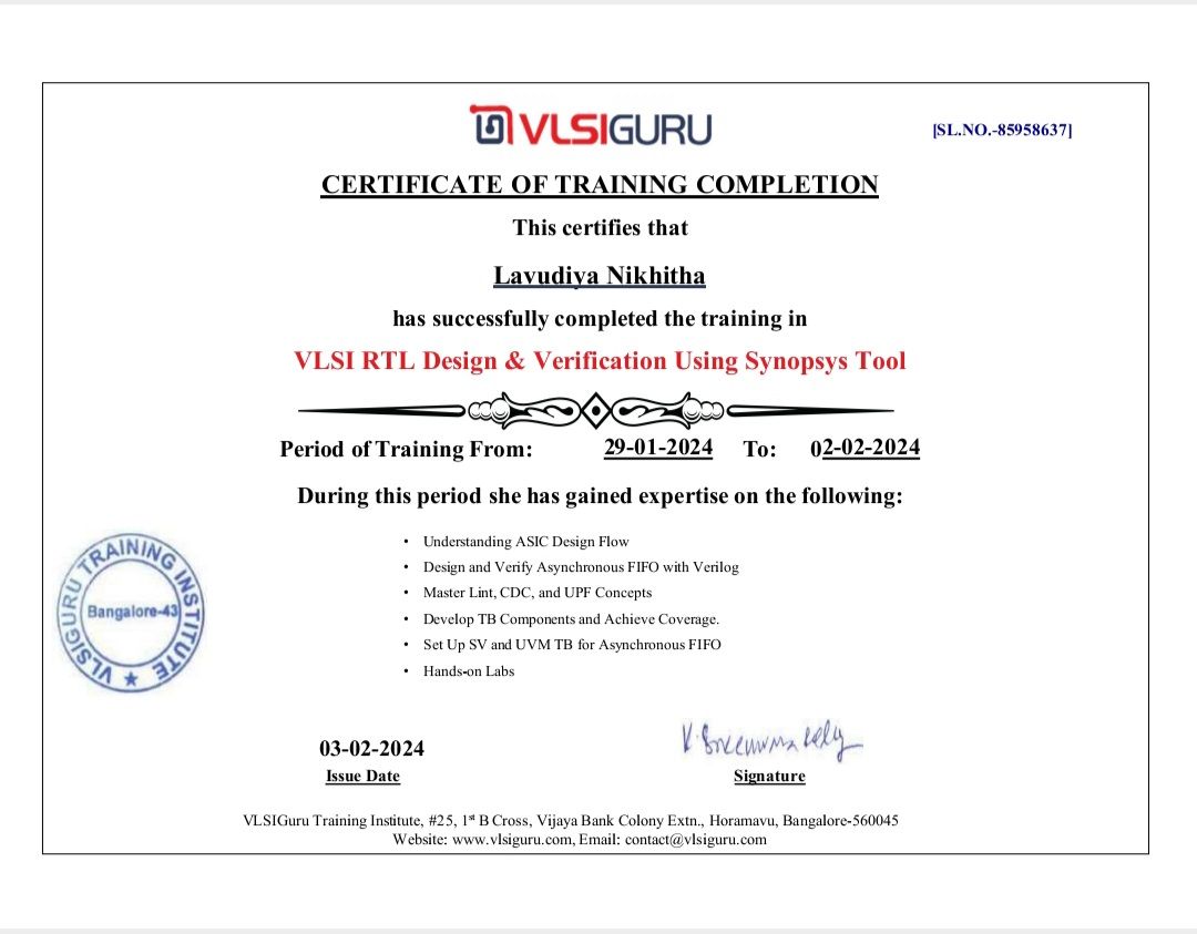 Nikhitha Lavudiya on LinkedIn: #vlsi #rtldesign #verification # ... Nikhitha Lavudiya on LinkedIn: #vlsi #rtldesign #verification # ...