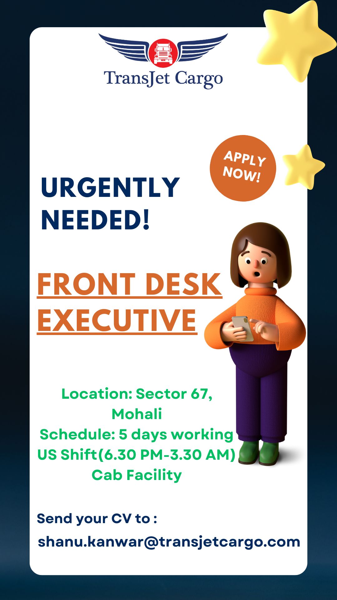 Shanu Kanwar on LinkedIn: #hiring #front_desk_executive #mohali # ... Shanu Kanwar on LinkedIn: #hiring #front_desk_executive #mohali # ...