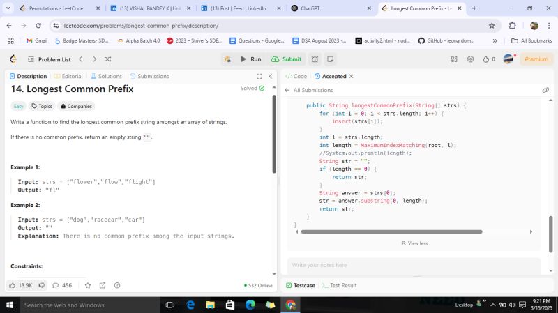 🔹 LeetCode Problem #16: Longest Common Prefix🔹 | VISHAL PANDEY K 🔹 LeetCode Problem #16: Longest Common Prefix🔹 | VISHAL PANDEY K