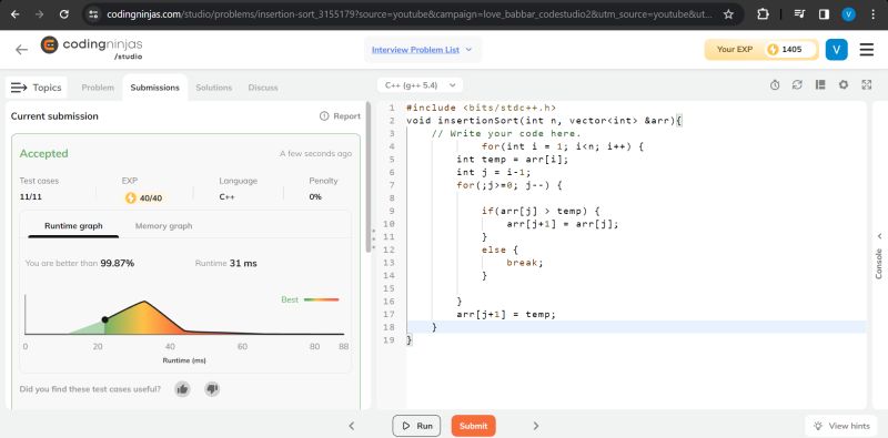 Day 12 of #100daysofcode challenge: Insertion Sort | Vansh Vadhwa ... Day 12 of #100daysofcode challenge: Insertion Sort | Vansh Vadhwa ...
