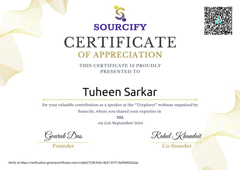 Tuheen Sarkar on LinkedIn: #sourcify #dsa #tech Tuheen Sarkar on LinkedIn: #sourcify #dsa #tech