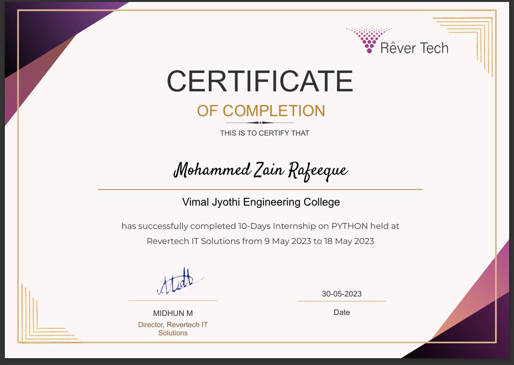 Zain Rafeeque on LinkedIn: Gained valuable Python programming ... Zain Rafeeque on LinkedIn: Gained valuable Python programming ...