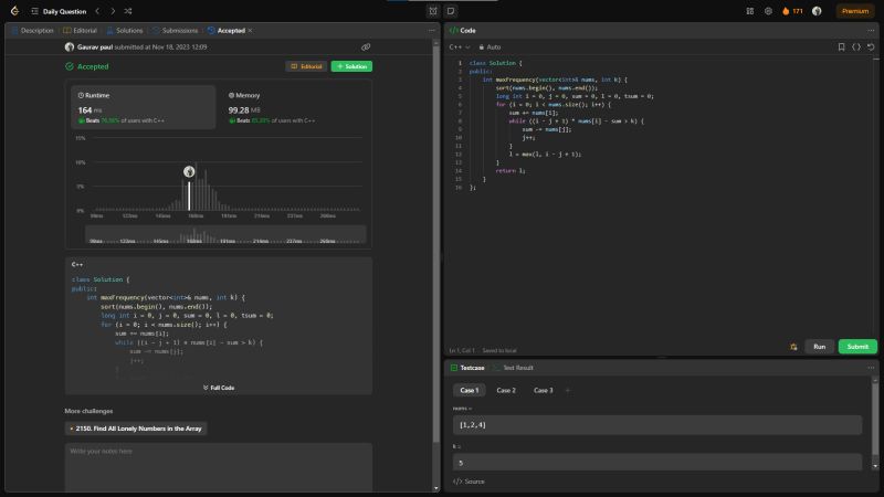 How C++ solved leetcode problem 1838 | Gaurav Paul posted on the topic ... How C++ solved leetcode problem 1838 | Gaurav Paul posted on the topic ...