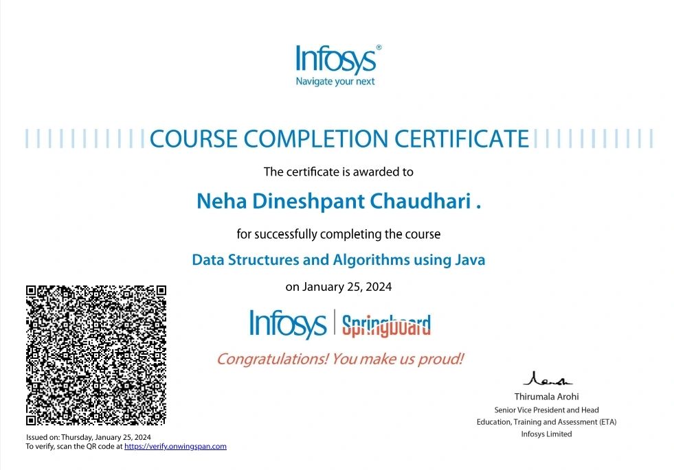#infosys #infosys #certificationachievement #datastructures #algorithms ... #infosys #infosys #certificationachievement #datastructures #algorithms ...