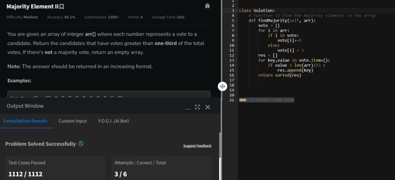 #gfg160 #geekstreak2025 #python #dsa #problemsolving #majorityelement ... #gfg160 #geekstreak2025 #python #dsa #problemsolving #majorityelement ...