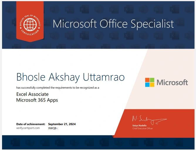 Akshay Bhosle on LinkedIn: Recently got certified as Microsoft Office ... Akshay Bhosle on LinkedIn: Recently got certified as Microsoft Office ...