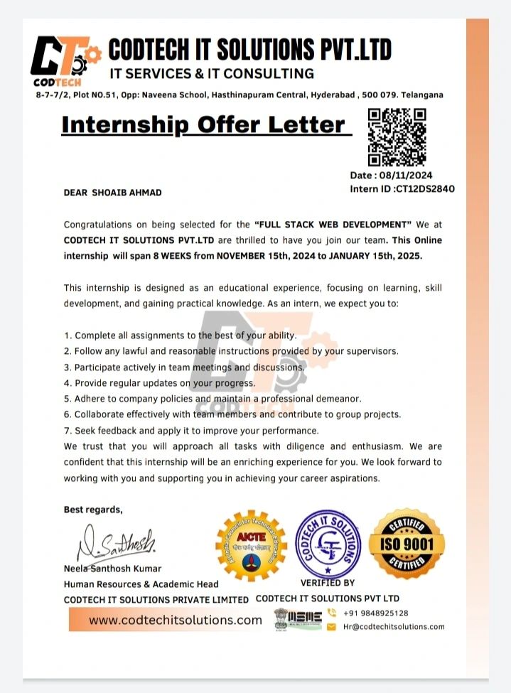 #webdevelopment #intern #javadeveloper #codtech | Shoaib Ahmad #webdevelopment #intern #javadeveloper #codtech | Shoaib Ahmad